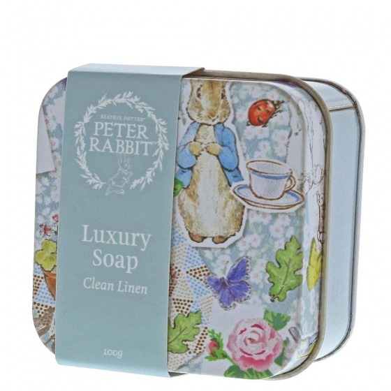 Peter Rabbit Clean Linen Soap in a Tin - Beatrix Potter Figurines